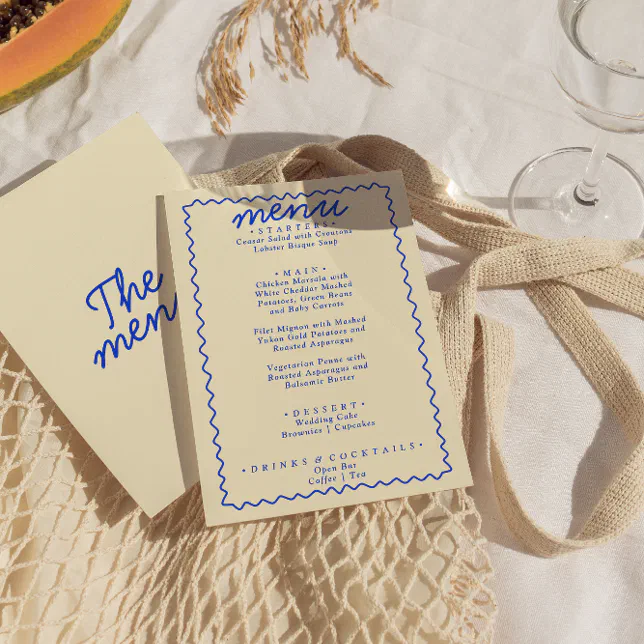 Retro Colorful Bright Funky Modern Frame Wedding Menu | Zazzle