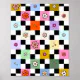 Retro Colorful Checkered Daisies Flower Check Poster | Zazzle
