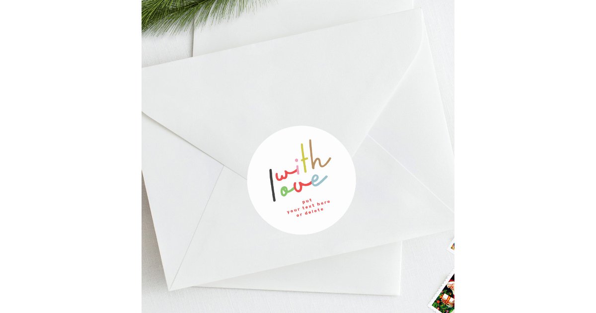 retro colorful Christmas with love return address Classic Round Sticker ...
