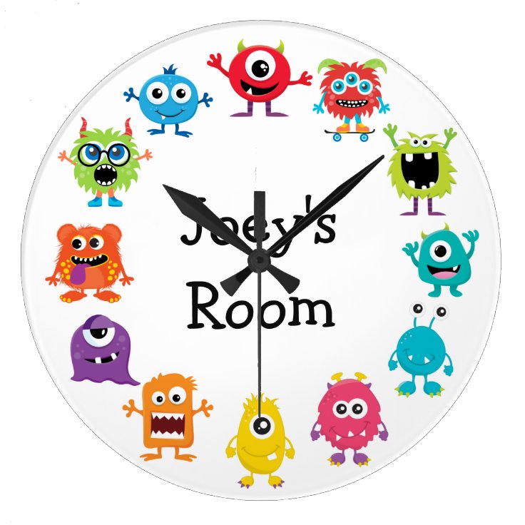 Retro Colorful Custom Personalized Monster Clock | Zazzle