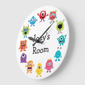 Retro Colorful Custom Personalized Monster Clock | Zazzle