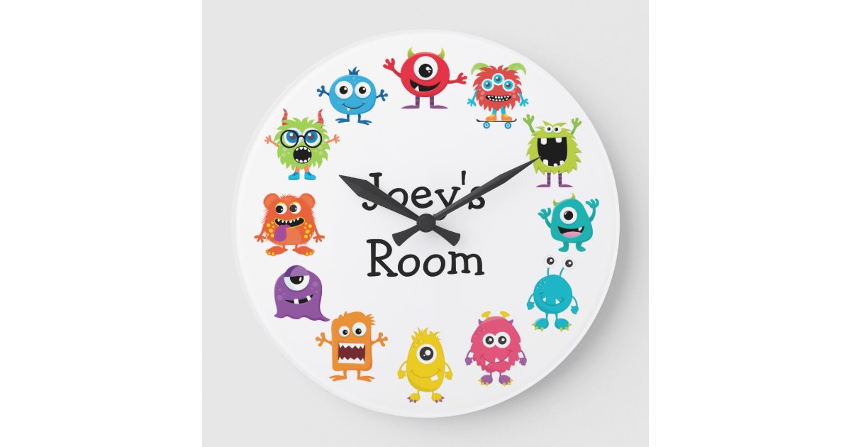 Retro Colorful Custom Personalized Monster Clock | Zazzle