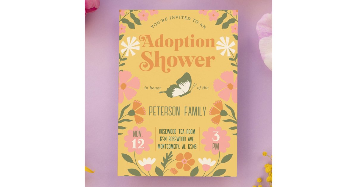 Retro Colorful Flower Garden Adoption Shower Invitation | Zazzle