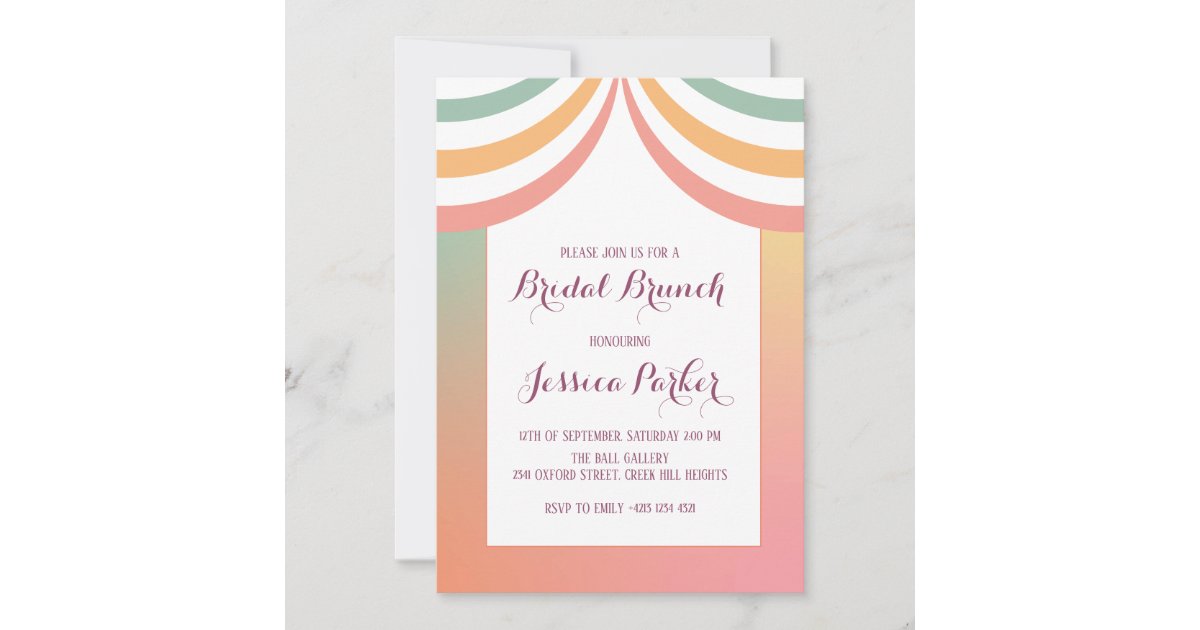 Retro Colorful Gradient Bridal Shower Invitation | Zazzle
