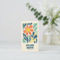 Retro Colorful Hand Drawn Groovy Floral Trendy Business Card | Zazzle