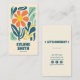 Retro Colorful Hand Drawn Groovy Floral Trendy Business Card | Zazzle