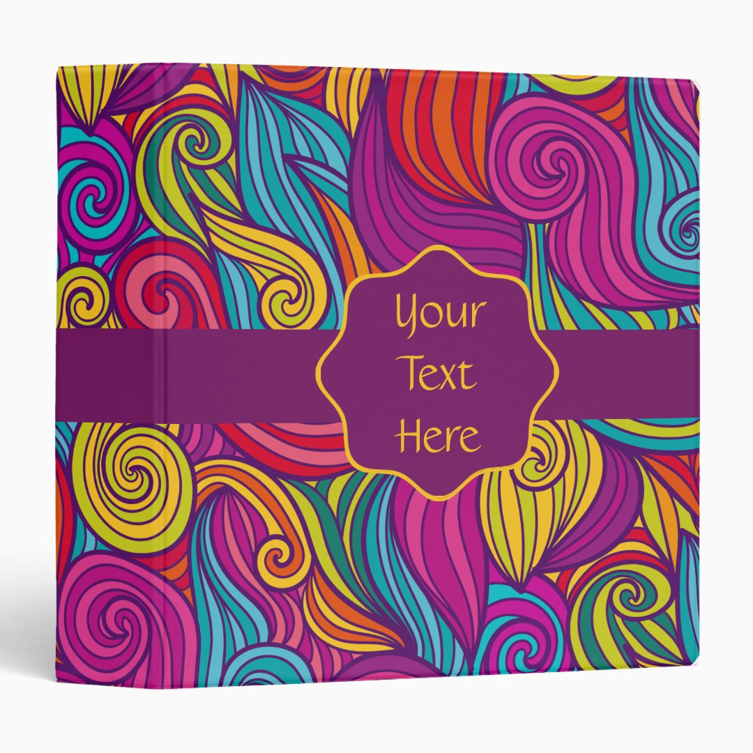 Retro Colorful Jewel Tone Swirly Wave Pattern Binder | Zazzle