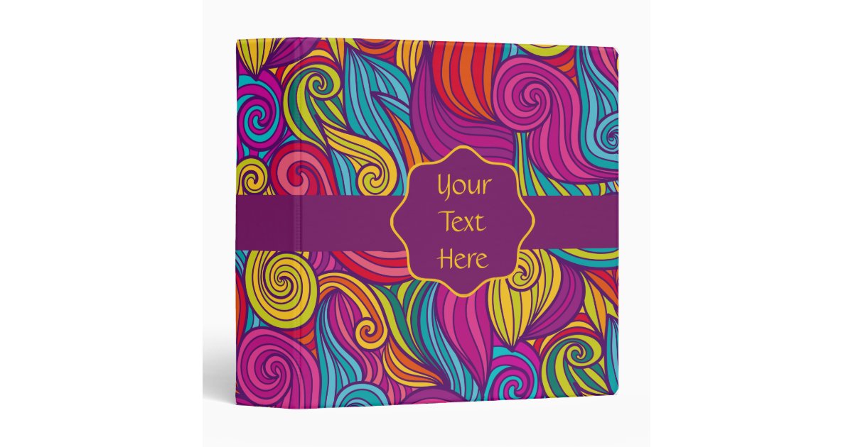 Retro Colorful Jewel Tone Swirly Wave Pattern Binder | Zazzle
