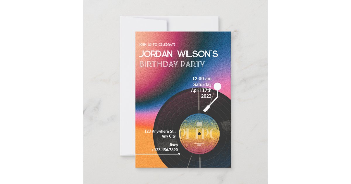 Retro colorful Vinyl Invitation | Zazzle