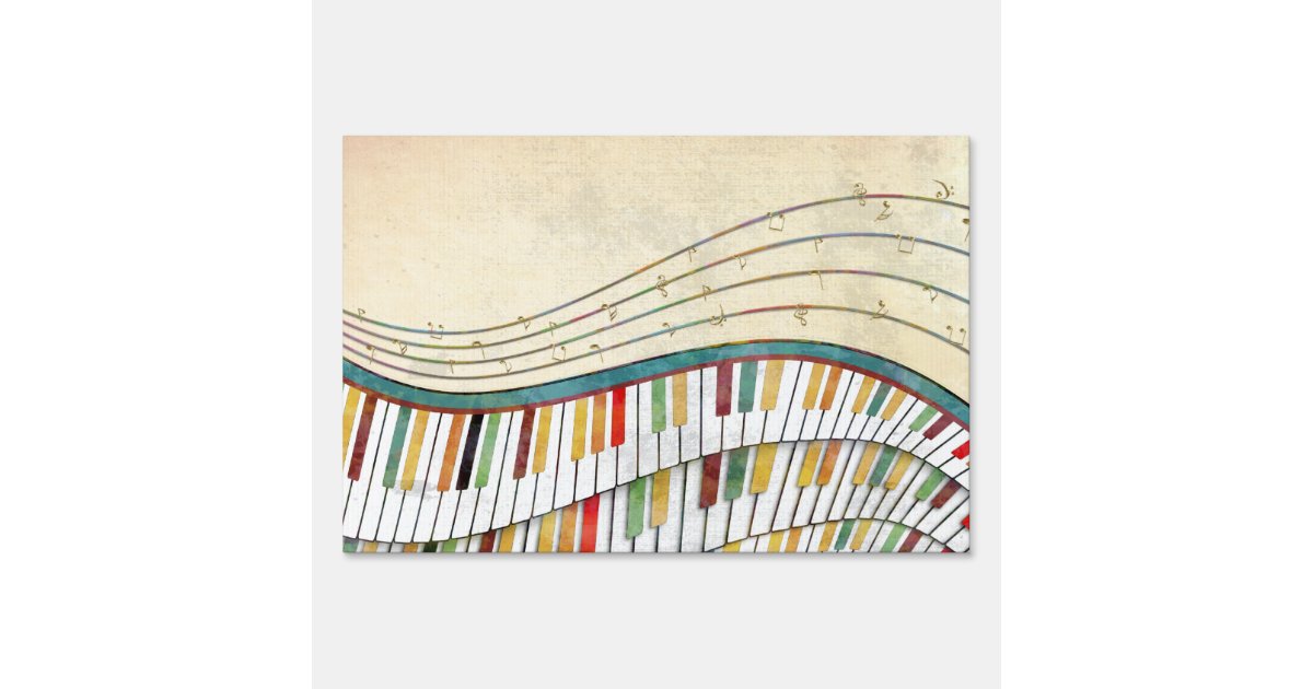 Retro Colorful Wavy Piano Yard Sign | Zazzle