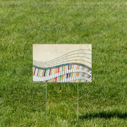 Retro Colorful Wavy Piano Yard Sign | Zazzle