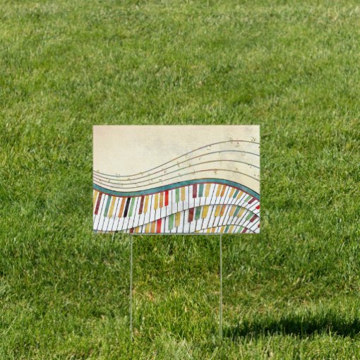 Retro Colorful Wavy Piano Yard Sign | Zazzle