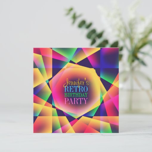 Retro Colors Birthday Party invitation | Zazzle