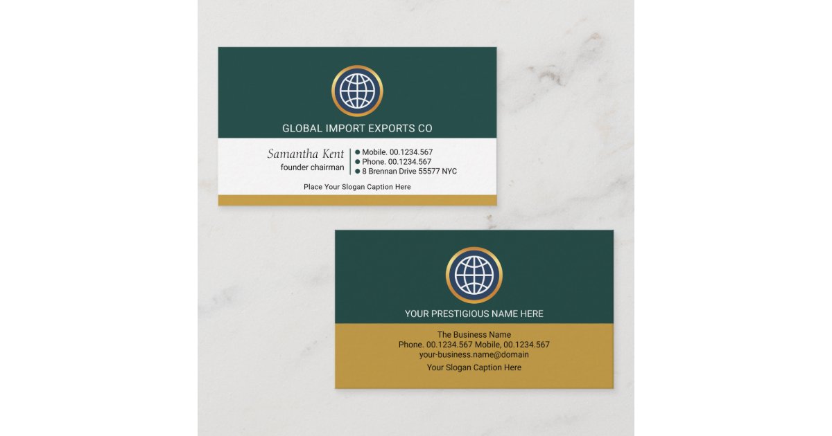 Retro Column Layers Gold Globe Business Card | Zazzle