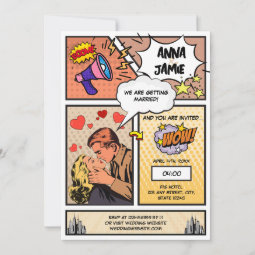 Retro Comic Book Superhero Unique Wedding Invitation | Zazzle