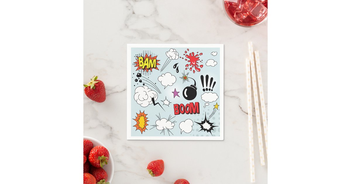 Retro Comic Explosion Pop Art Napkins | Zazzle