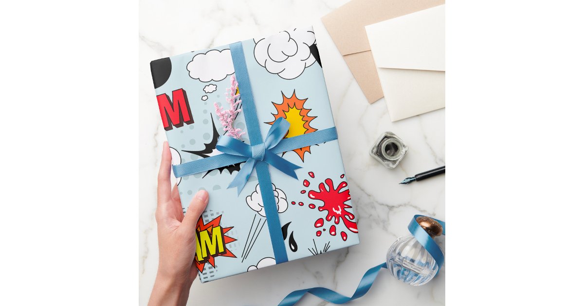 Retro Comic Explosion Pop Art Wrapping Paper | Zazzle