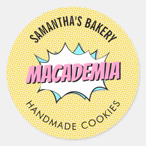 Retro Comic Pop Art Nostalgic Bakery Cake Cookies Classic Round Sticker ...