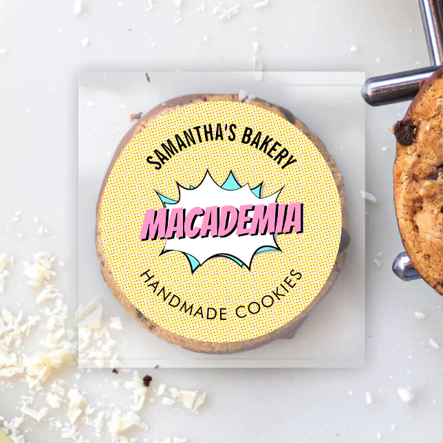 Retro Comic Pop Art Nostalgic Bakery Cake Cookies Classic Round Sticker ...