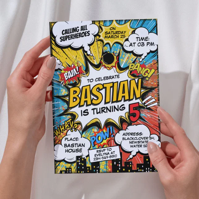 Retro Comic Superheroes Birthday Party Invitation | Zazzle