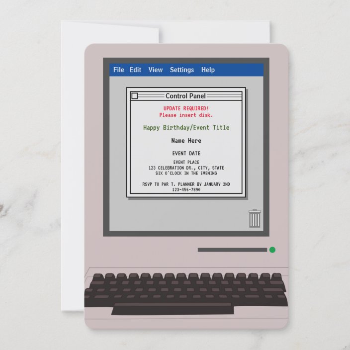 Retro Computer Funny Birthday Invitation | Zazzle