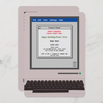 Retro Computer Funny Birthday Invitation | Zazzle