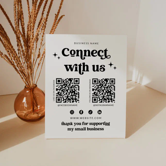 Retro Connect With Us Social Media Sign | Zazzle