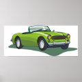 Retro Convertible Green Car Poster | Zazzle