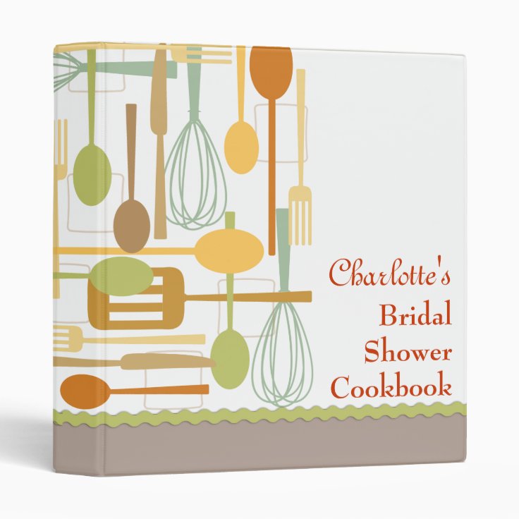 Retro Cooking Bridal Shower Cookbook Recipe Binder | Zazzle