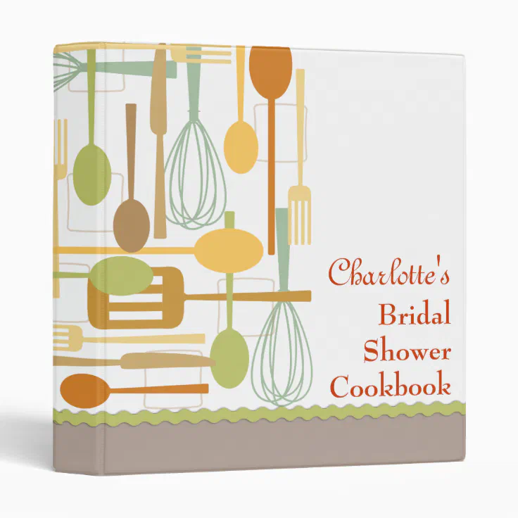 Retro Cooking Bridal Shower Cookbook Recipe Binder | Zazzle
