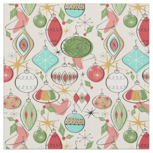 Retro Christmas Fabric | Zazzle