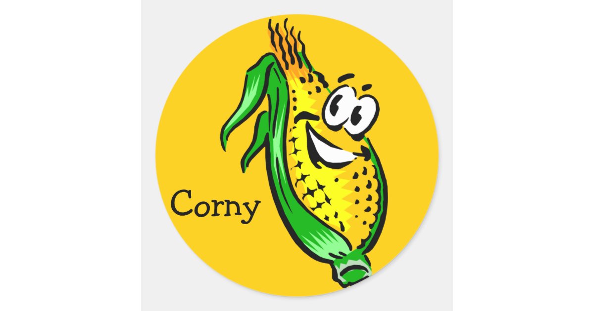 Retro Corny Guy Classic Round Sticker | Zazzle