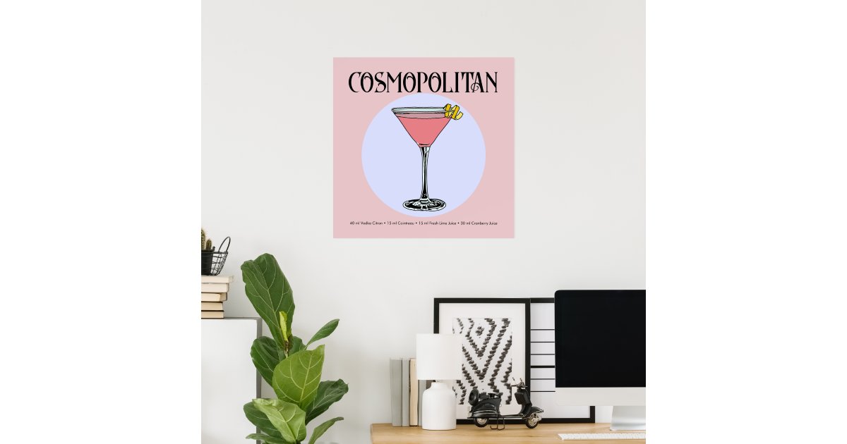 Retro Cosmopolitan Cocktail Illustration Poster | Zazzle