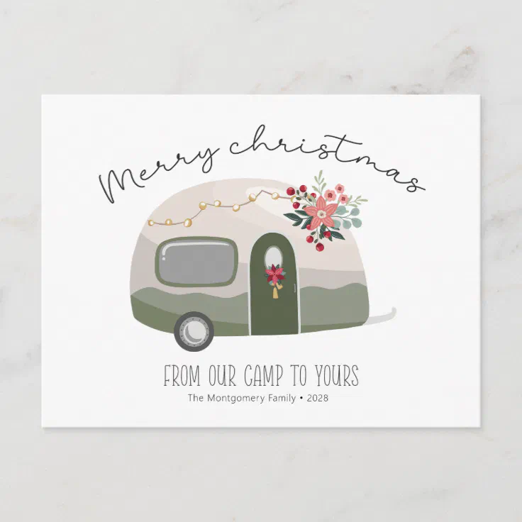 Retro Country Camper Merry Christmas Card | Zazzle