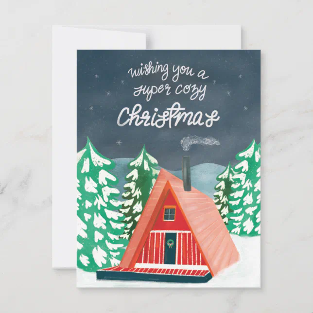 Retro Cozy Cabin in the Woods Christmas Card | Zazzle