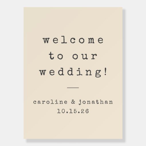 Retro Cream Typewriter Custom Wedding Welcome Sign | Zazzle