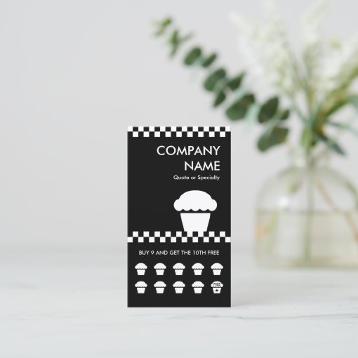 retro cupcake checkers punchcard loyalty card | Zazzle