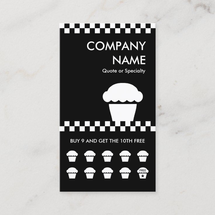 retro cupcake checkers punchcard loyalty card | Zazzle