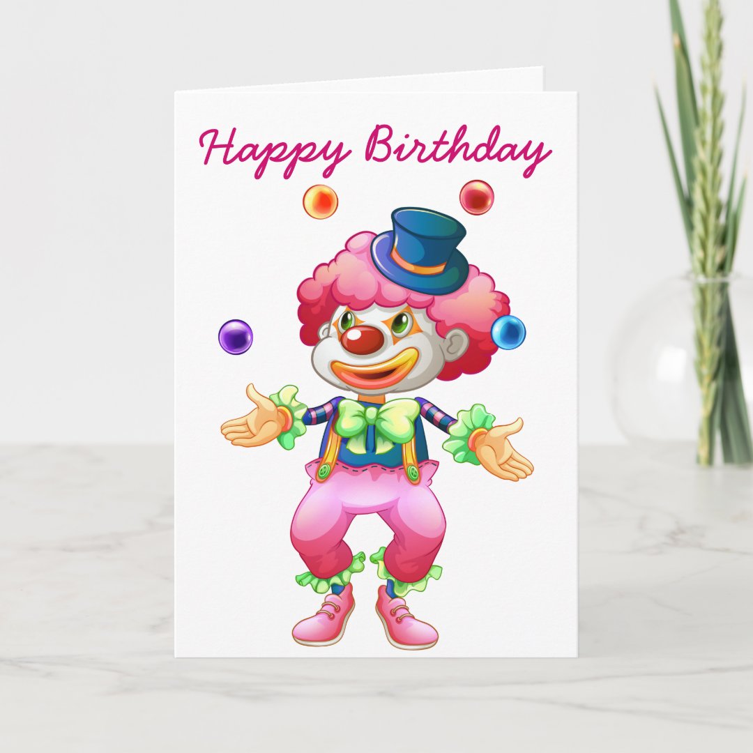 Retro Custom Birthday Clown Greeting Card | Zazzle