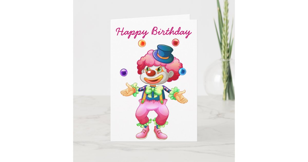 Retro Custom Birthday Clown Greeting Card | Zazzle