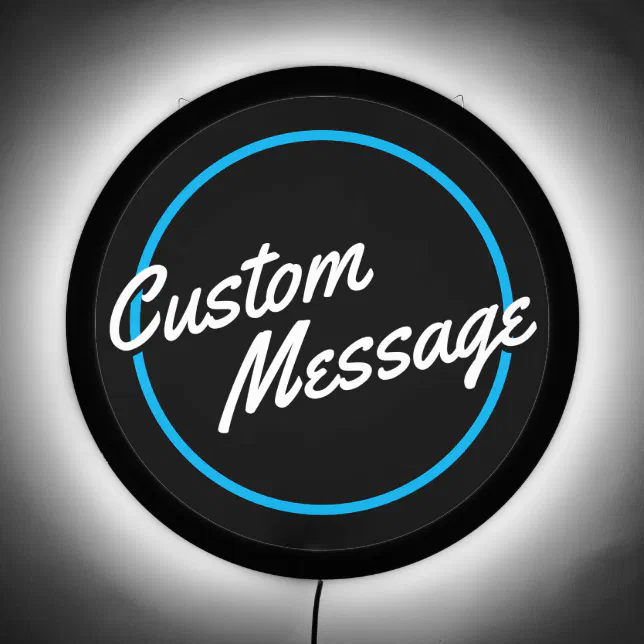 Retro Custom Blue White Script LED Sign | Zazzle