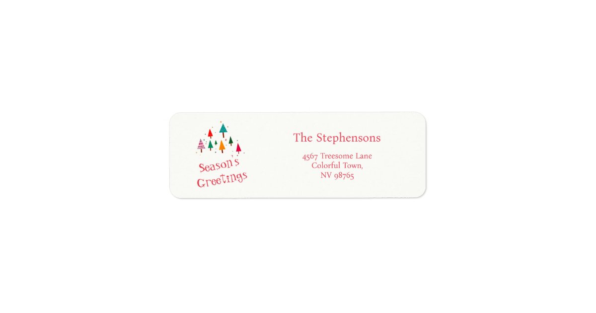 Retro Cute Christmas Trees Return Address Label | Zazzle