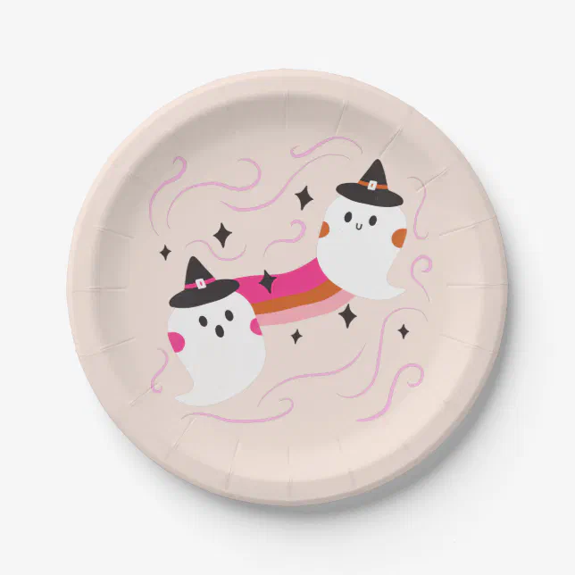 Retro Cute Ghost Kid's Halloween Party Paper Plates | Zazzle