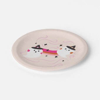 Retro Cute Ghost Kid's Halloween Party Paper Plates | Zazzle