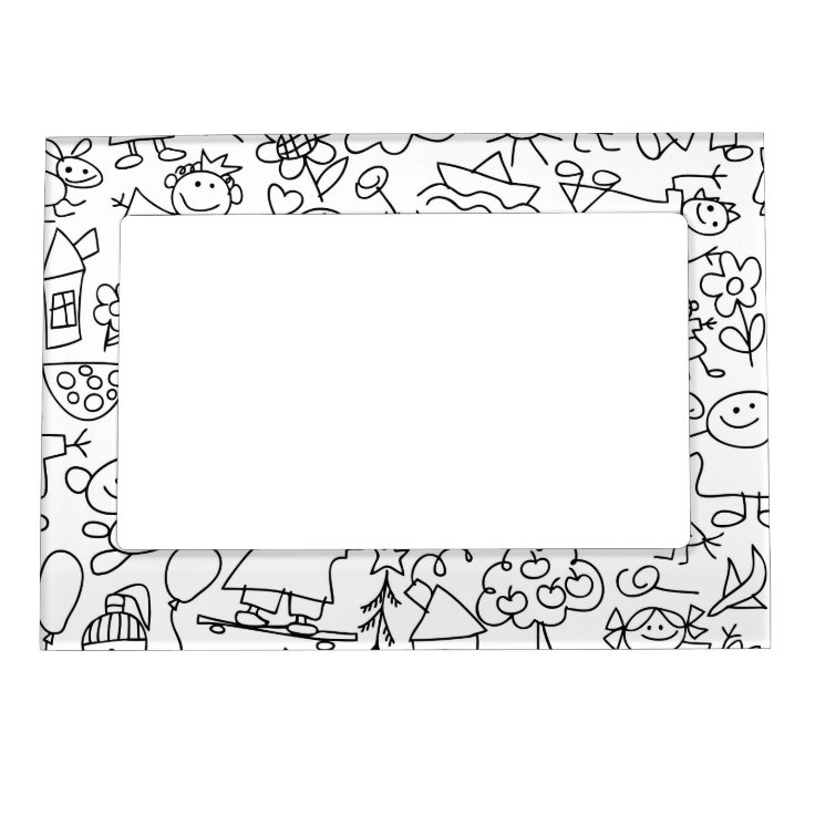 Retro Cute Kids Children Pattern Magnetic Picture Frame | Zazzle