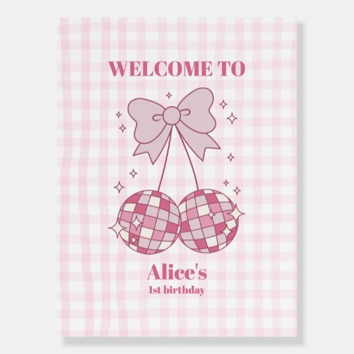 Retro Cute Pink Bow Coquette 1st Birthday Foam Board | Zazzle