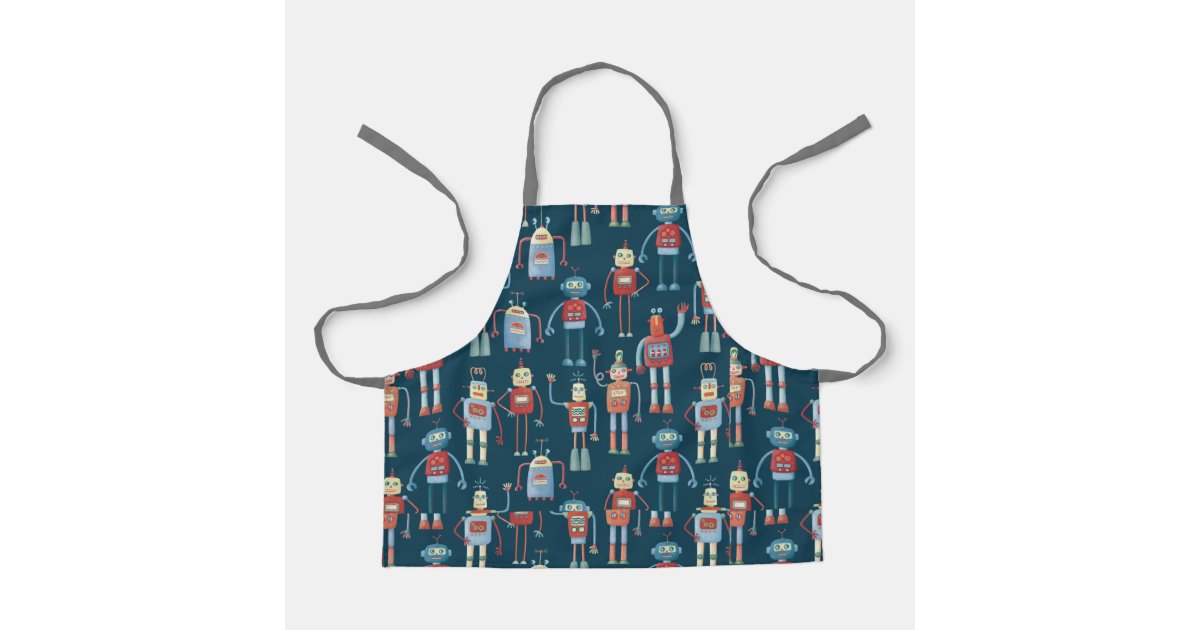 Retro Cute Robots Apron | Zazzle
