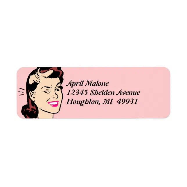 Retro Cute Wink Winking Lady Winks Labeling Labels | Zazzle