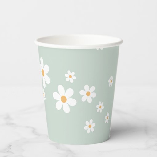 Retro Daisy Baby Shower Paper Cups | Zazzle