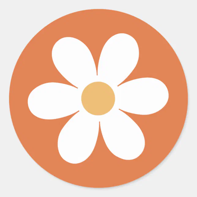 Retro daisy burnt orange classic round sticker | Zazzle
